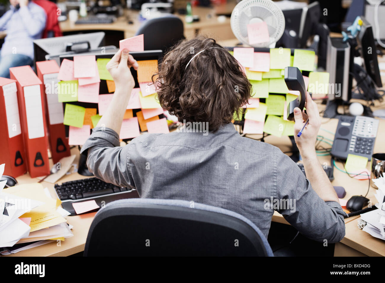young Call center office frustration stress work Stock Photo - Alamy