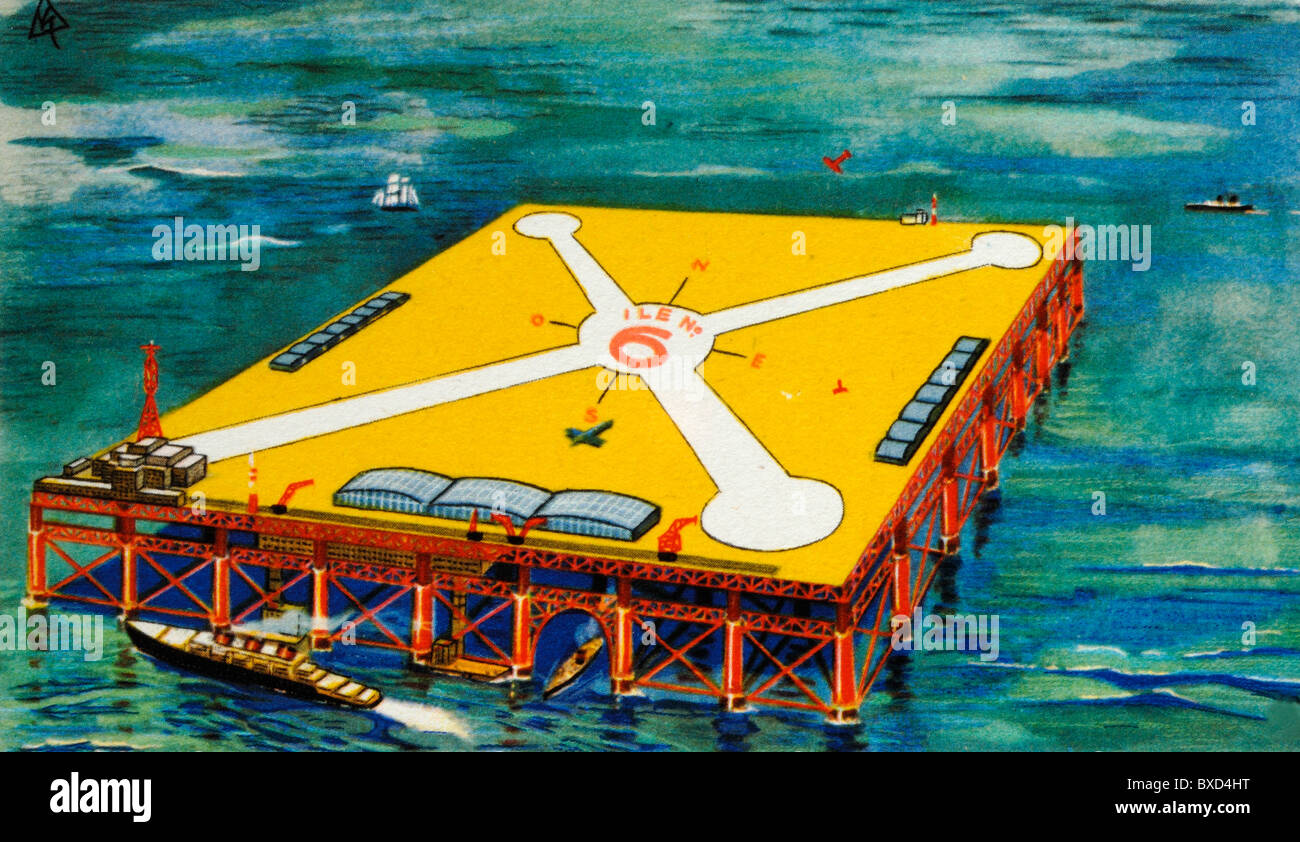 Futuristic Floating Off-Shore Heliport or Fuel Station for Airport for ...