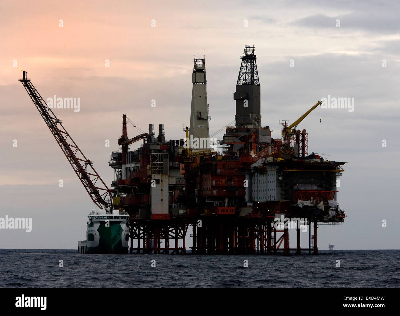 Valhall oil production rig with the Bourbon mistral Stock Photo - Alamy