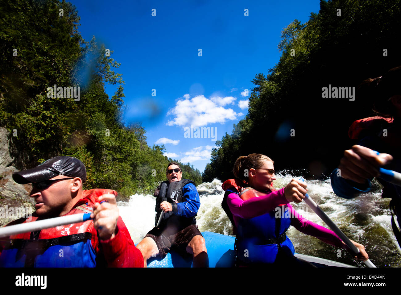 A group of adults whitewater rafting in Maine Stock Photo - Alamy