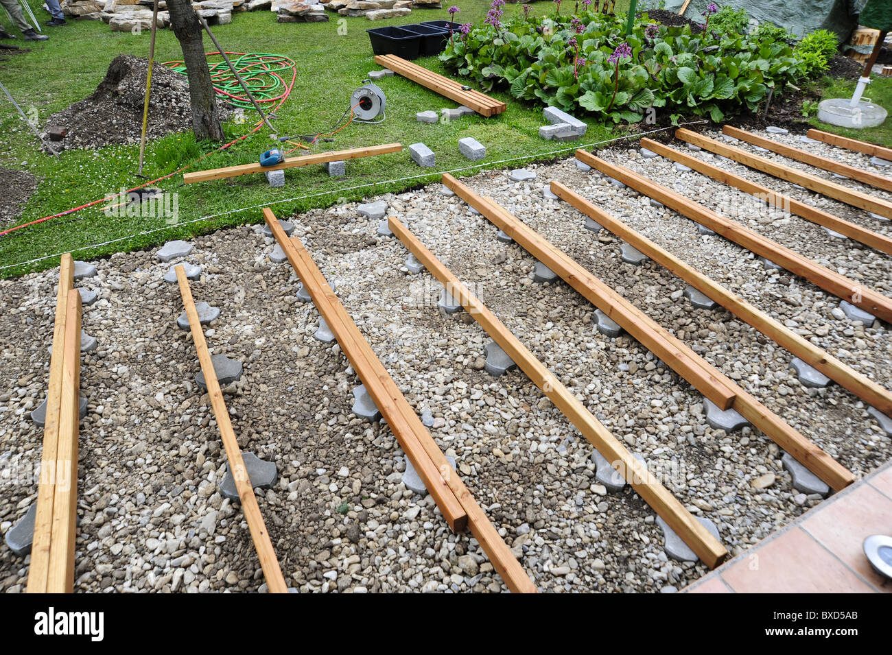 garden terrace construction Stock Photo - Alamy