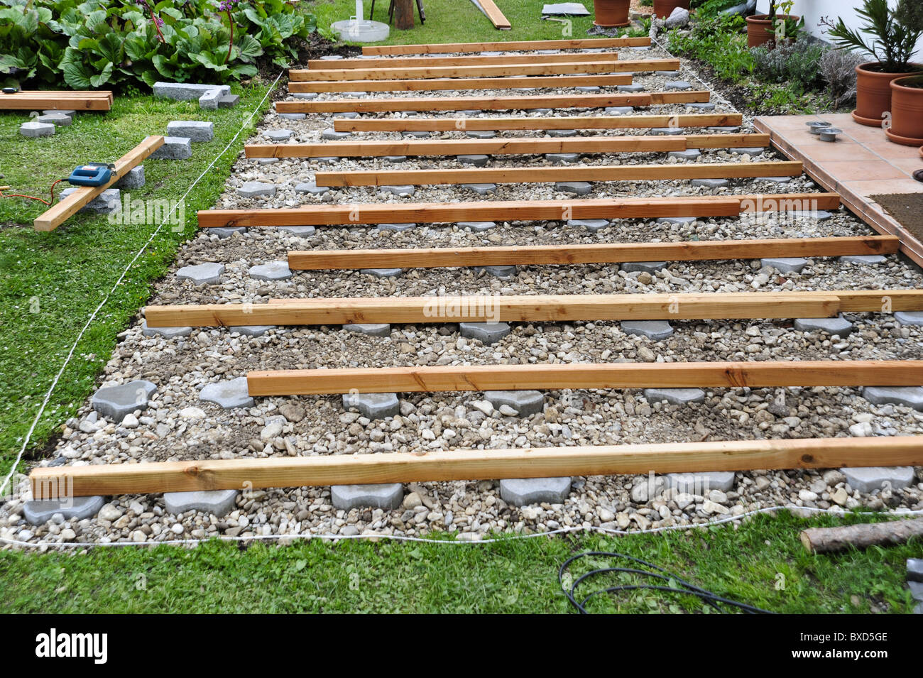 garden terrace construction Stock Photo - Alamy