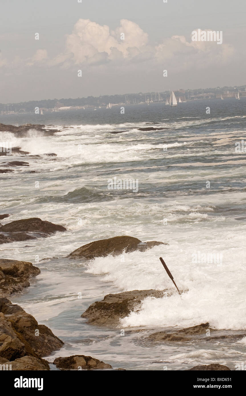 waves breaking coast line rocky shore rugged Stock Photo - Alamy