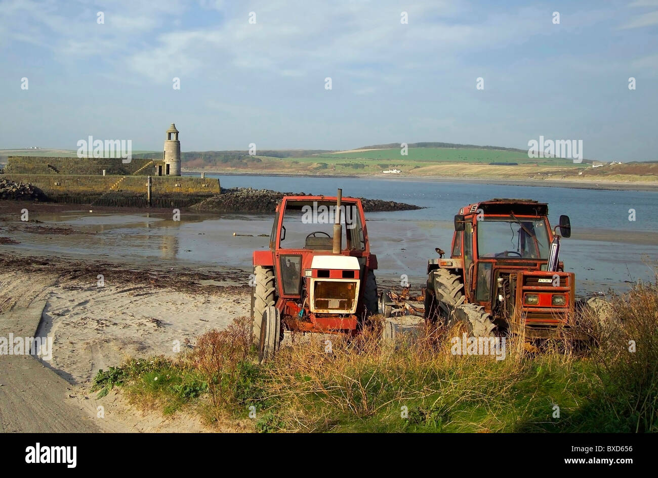Port Logan and its Tractors, Rhinns of Galloway Stock Photo - Alamy