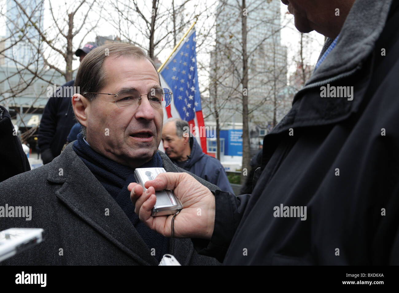 U.S. Congressman Jerrold Nadler being interviewed by a reporter after a ...