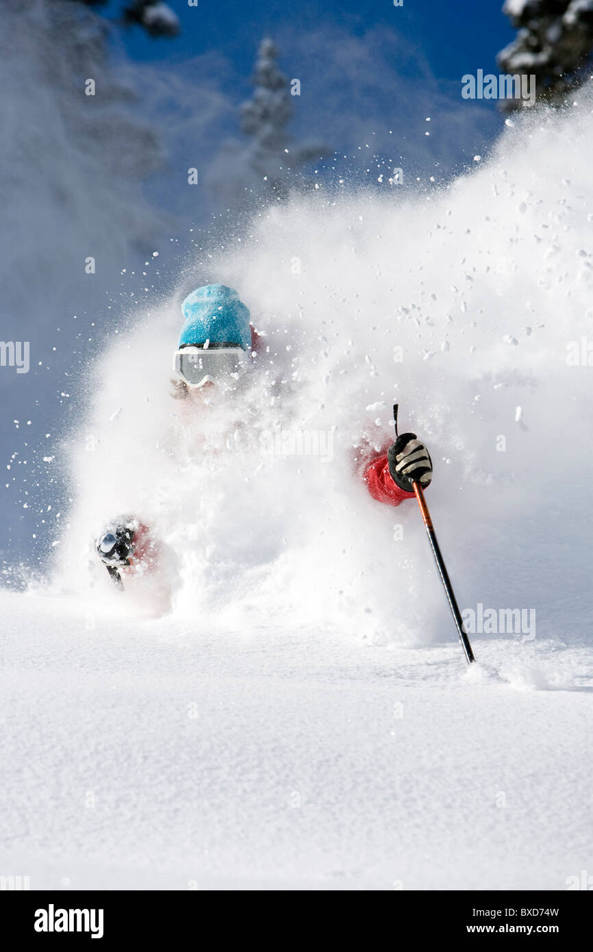 A man skiing some deep powder at Snowbird Utah Stock Photo - Alamy