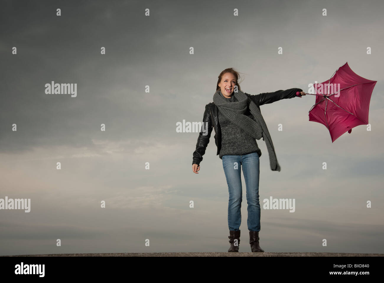 Stormy windy weather umbrella hi-res stock photography and images - Alamy
