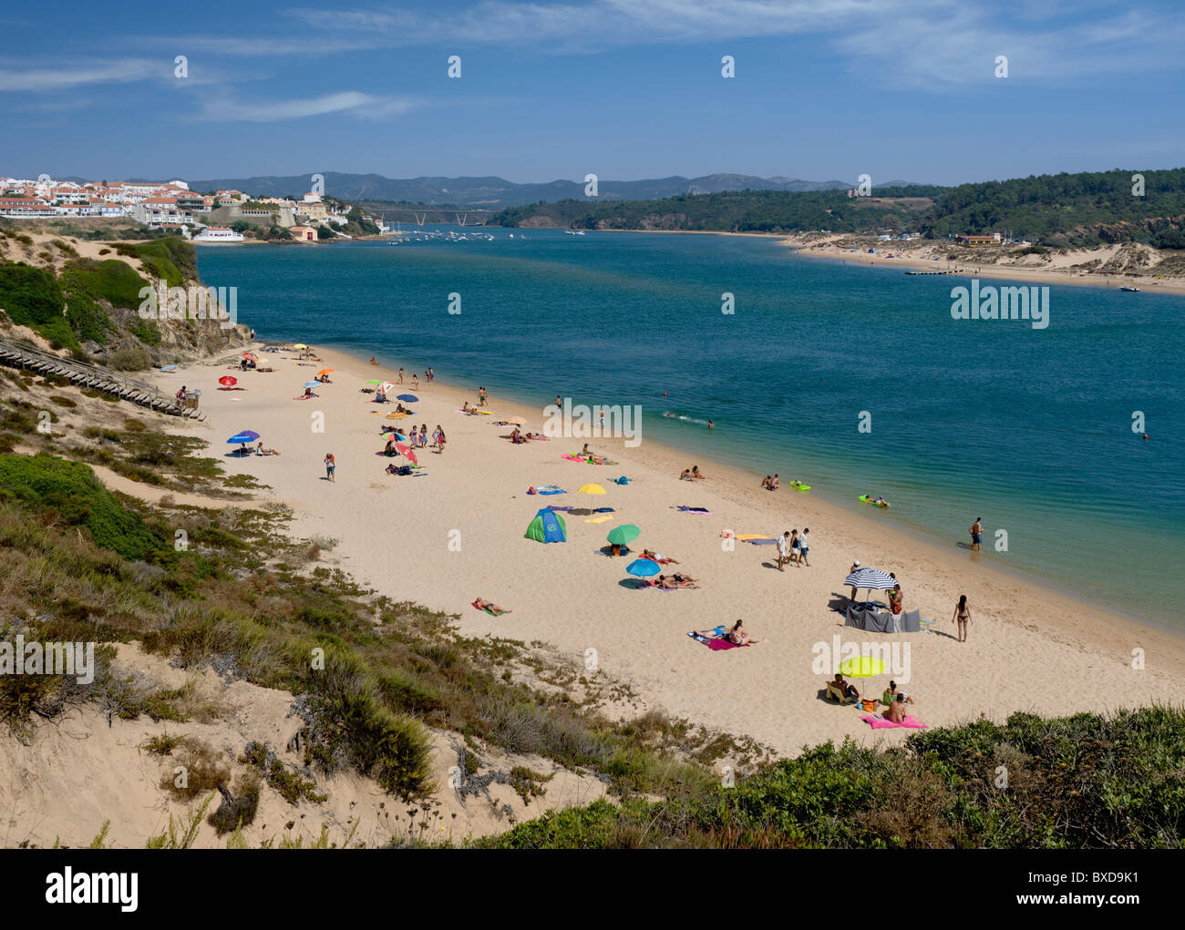 Portugal, the Alentejo, Vila Nova de Milfontes, one of the beaches in ...