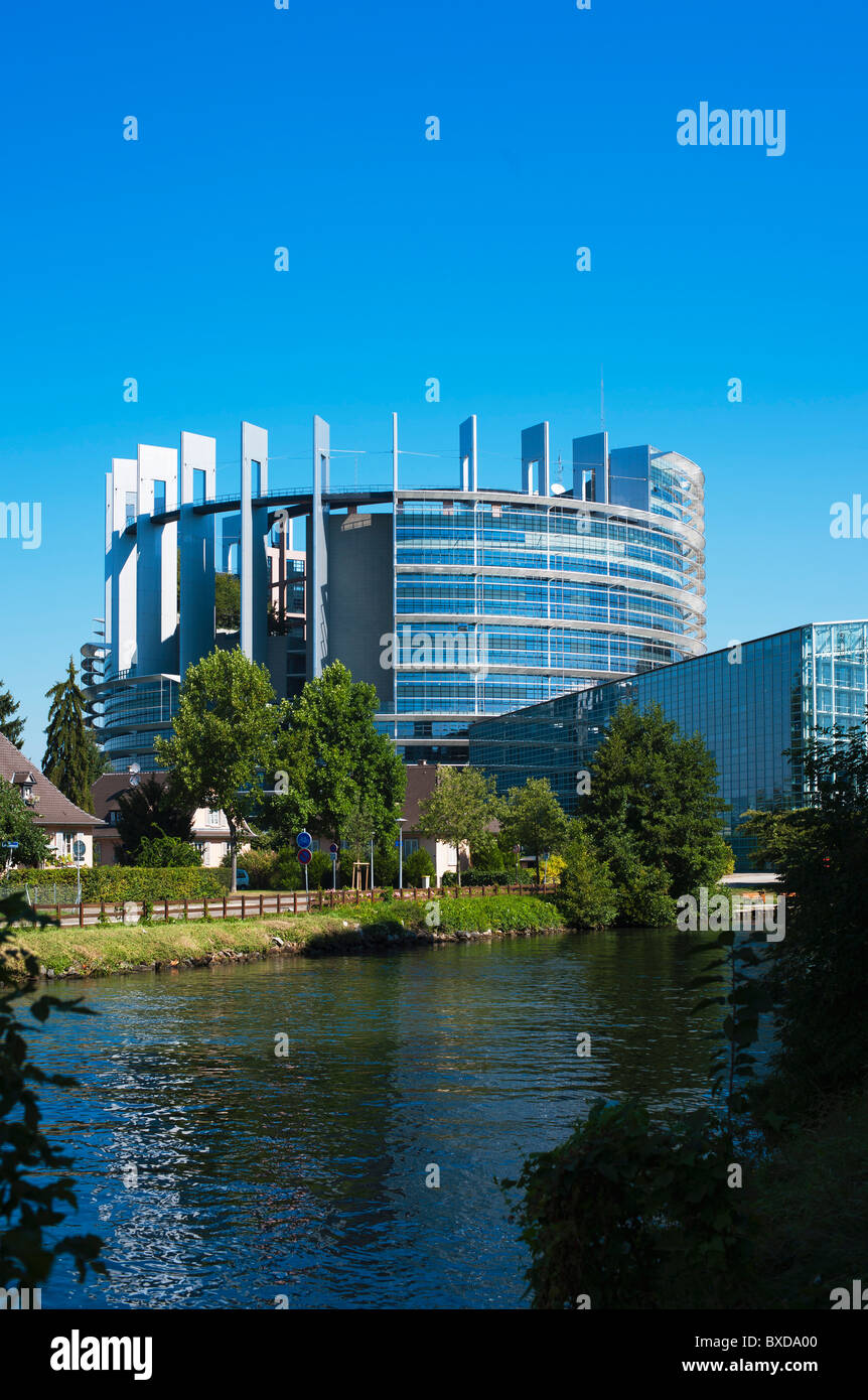 Louise Weiss building, European Parliament, Ill river, Strasbourg ...