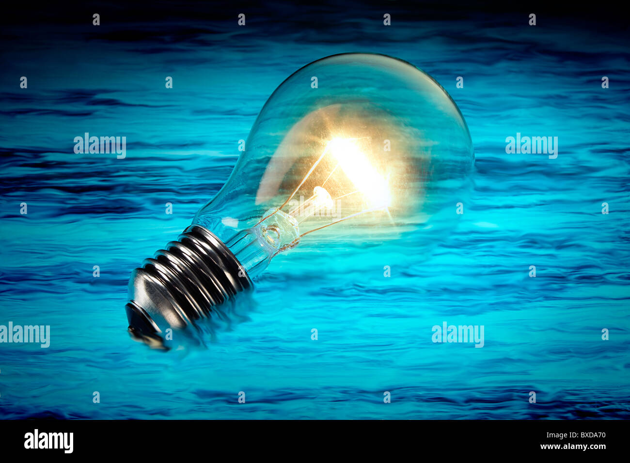 Light Bulb on Water Background Stock Photo - Alamy