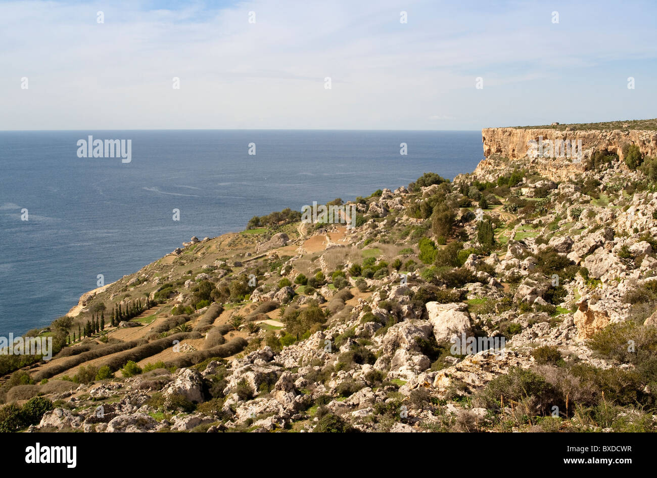 View along the Marfa ridge, west coast of Malta Stock Photo - Alamy