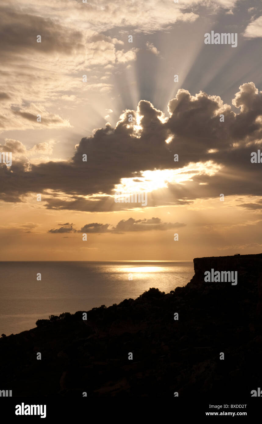 Sunset over Marfa ridge on the west coast of Malta Stock Photo - Alamy