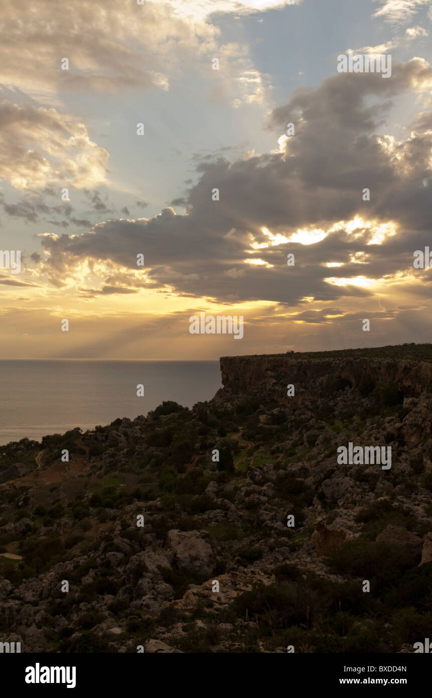 Sunset over Marfa ridge on the west coast of Malta Stock Photo - Alamy