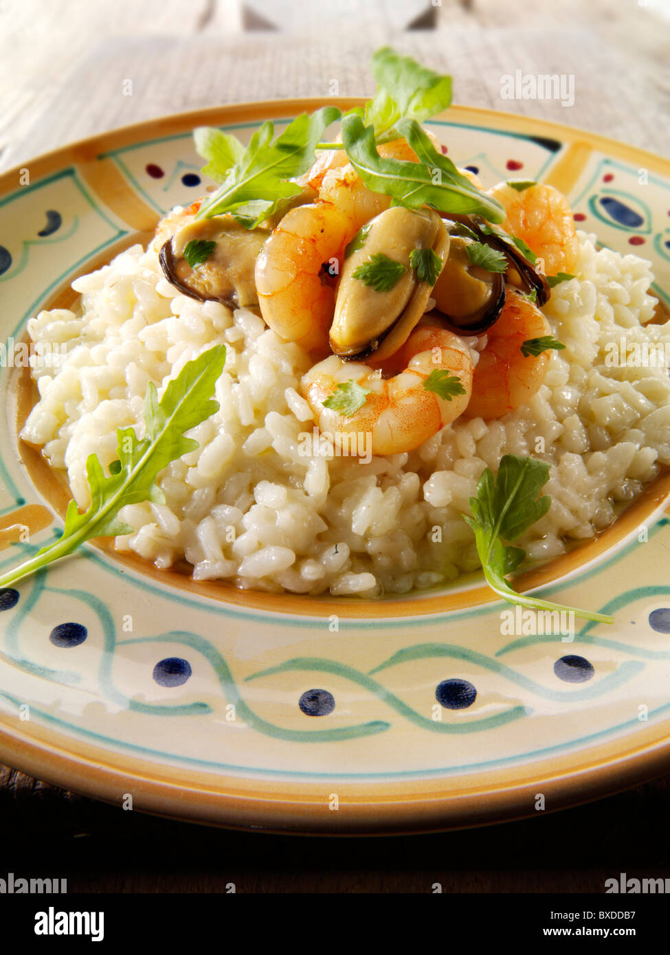 Classic risotto with prawns, mussels Stock Photo - Alamy