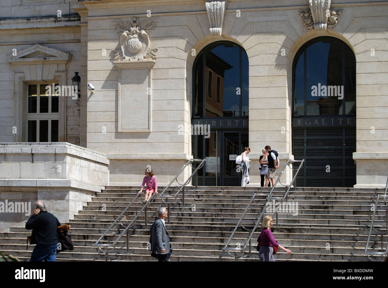 Steps up to Palais de Justice (courthouse) in Nice. Cote d'Azur. France ...