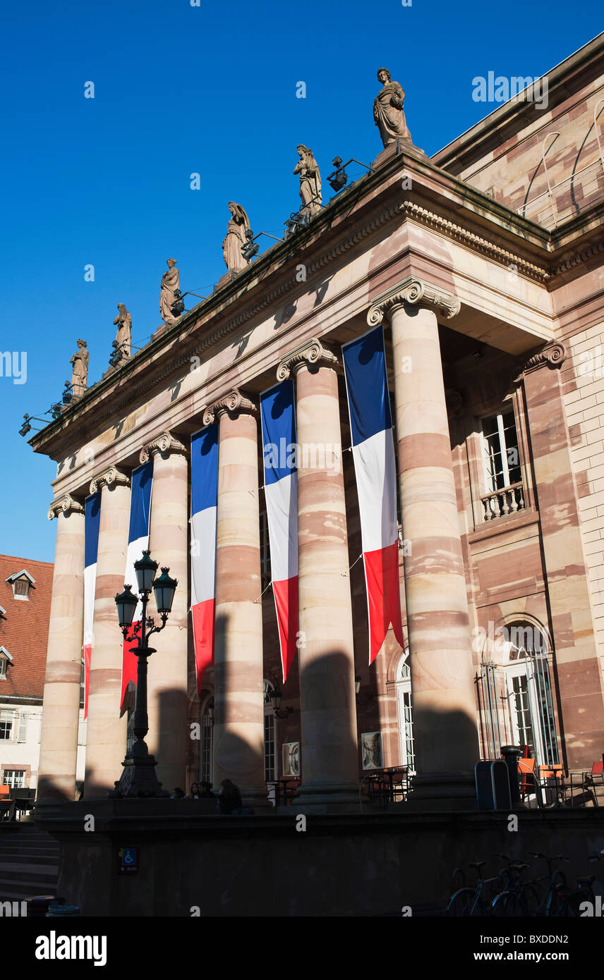 Opera house decorated with French flags Strasbourg Alsace France Stock ...