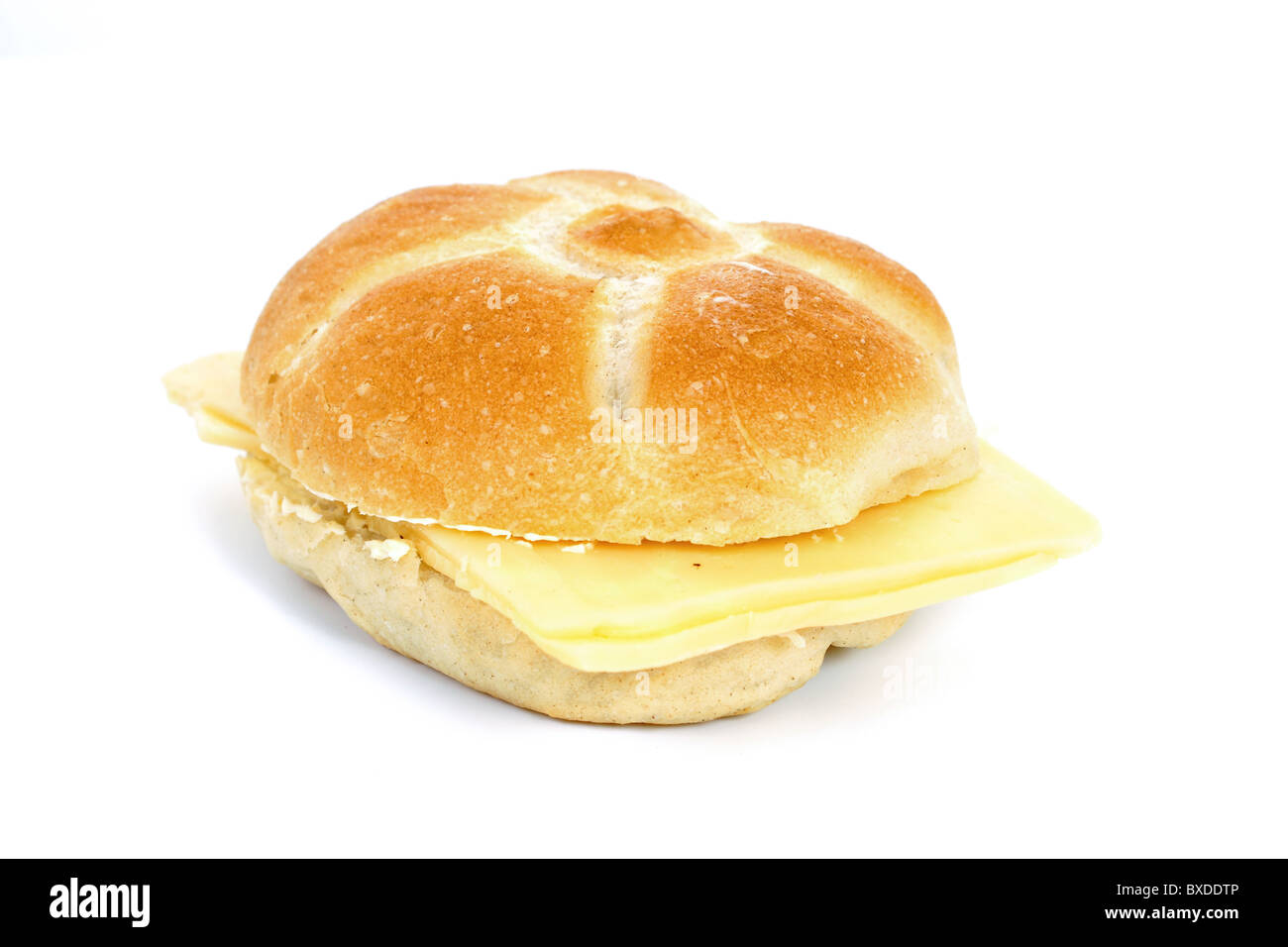 Sandwich of crunched roll with cheese isolated on white Stock Photo - Alamy