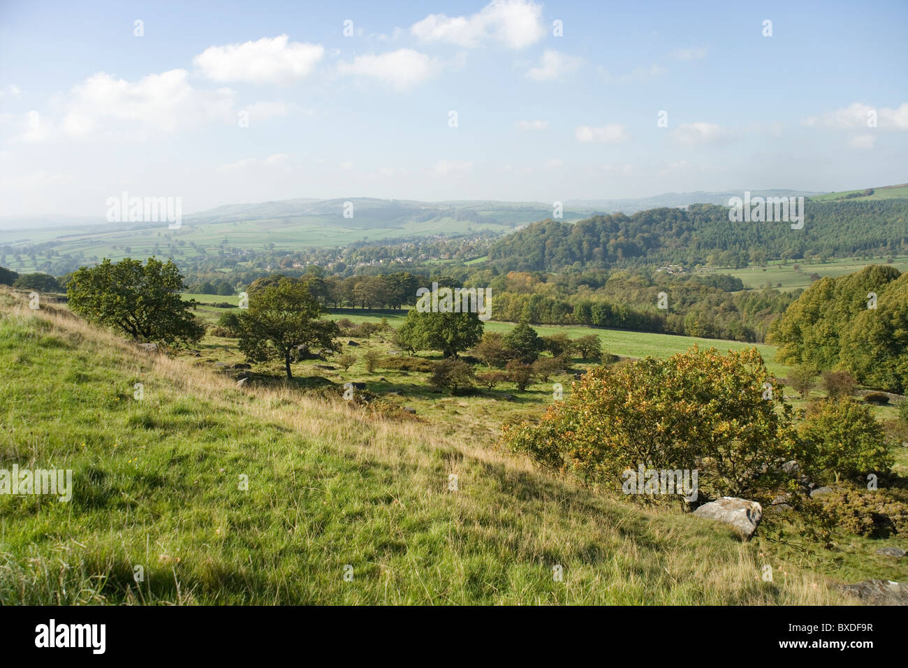 Baslow from above Chatsworth estate in Derbyshire Stock Photo - Alamy