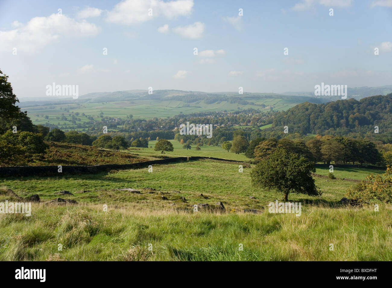 Baslow from above Chatsworth estate in Derbyshire Stock Photo - Alamy