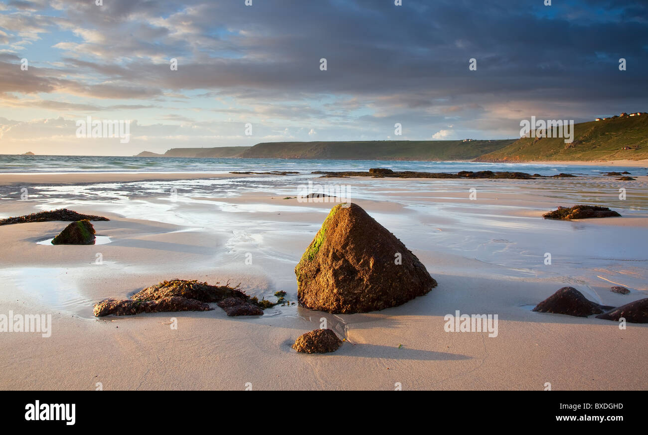 Sennen Beach looking towards Cape Cornwall, Near Lands End, West ...