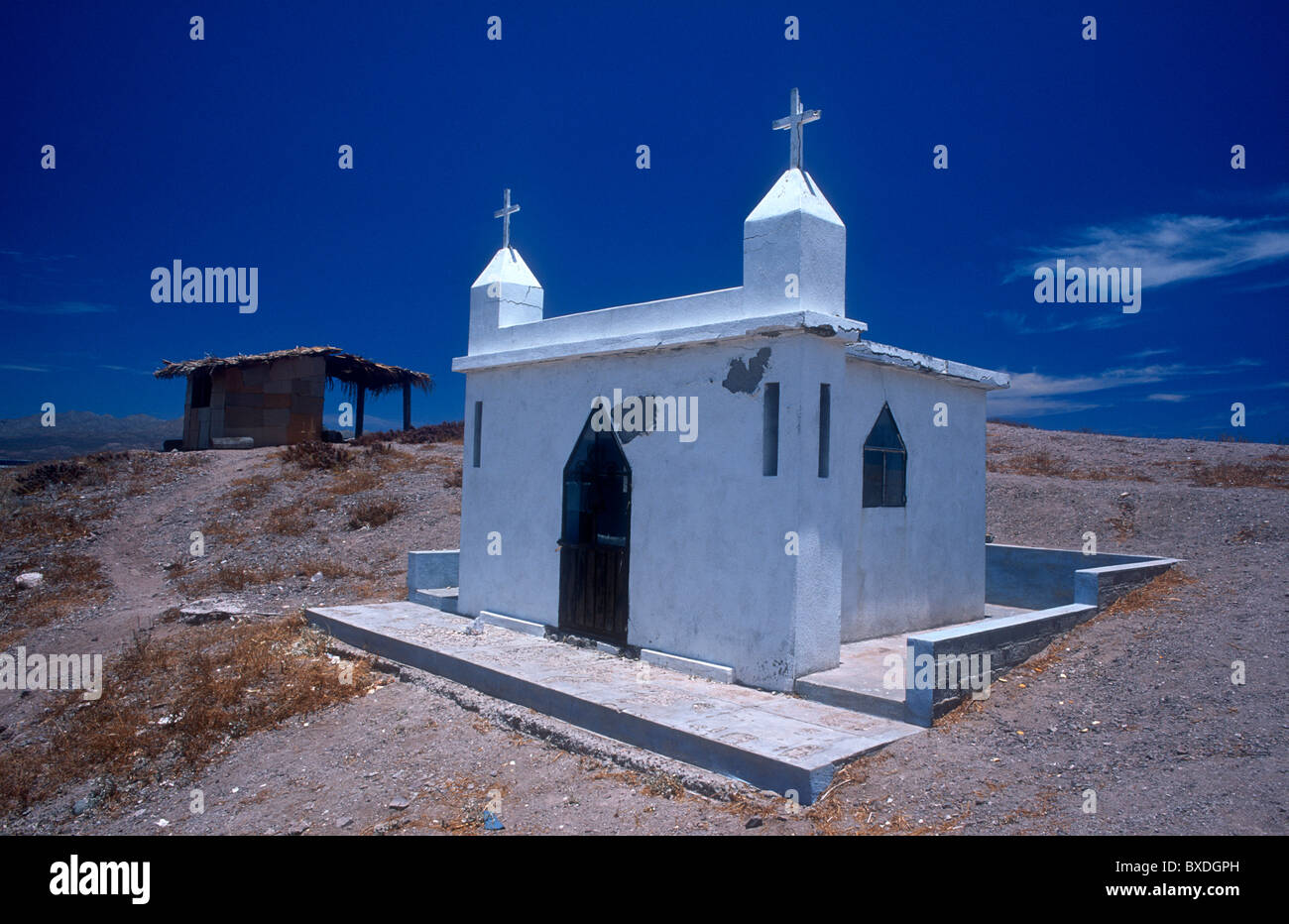 Small church and cardboard shack, Isla Pardito, Baja California, Mexico ...