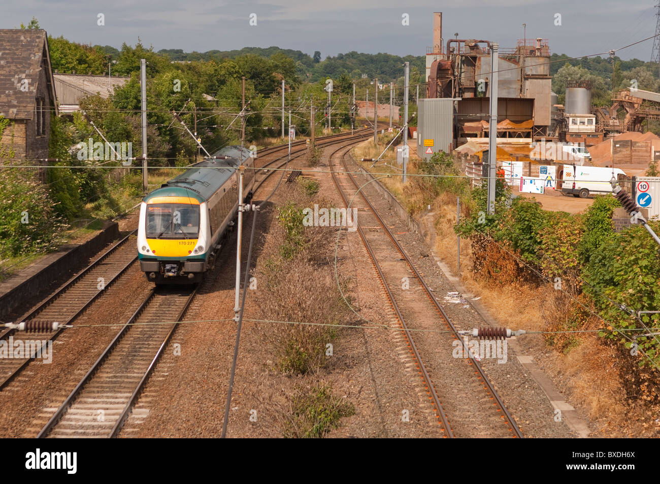 A train on the railway in Trowse , Norwich , Norfolk , England , Great ...