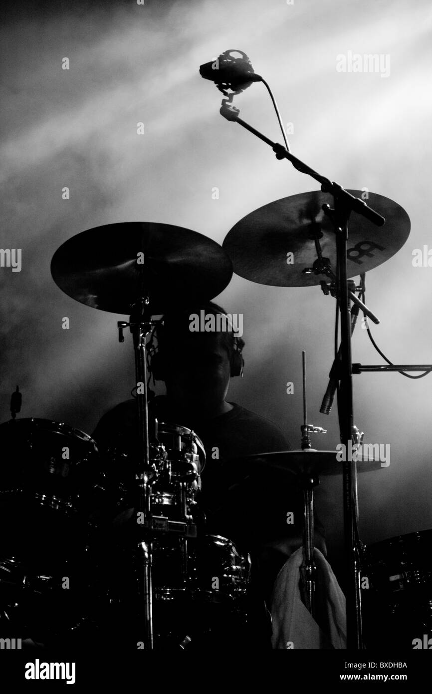 Close view of the performance of a drummer on a concert Stock Photo - Alamy