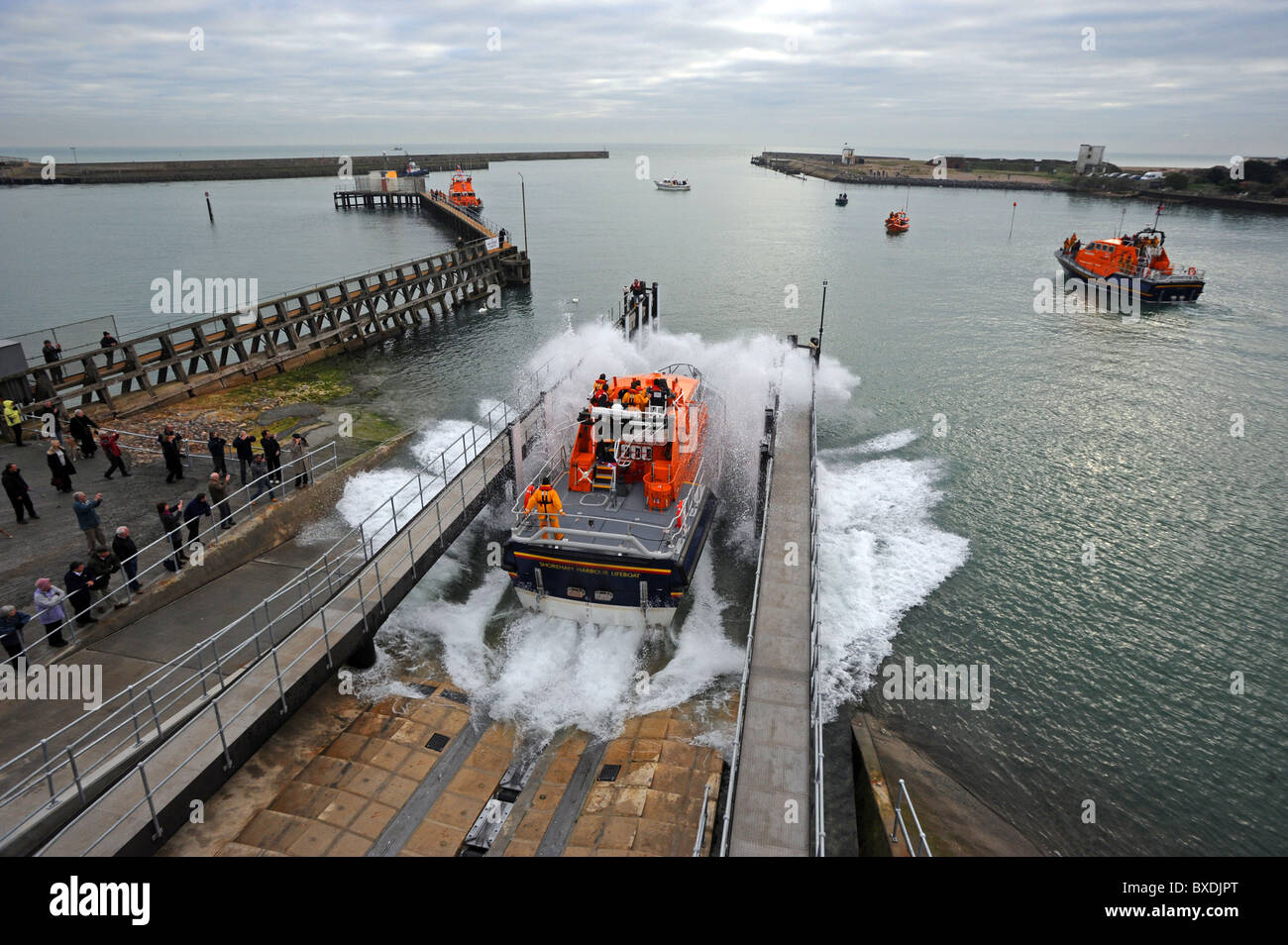 The new Shoreham Harbour Lifeboat the RNLI Enid Collett is launched for ...