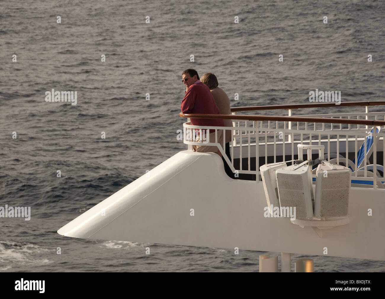 Passengers look out to sea on board P&O cruise ship "Aurora Stock Photo ...