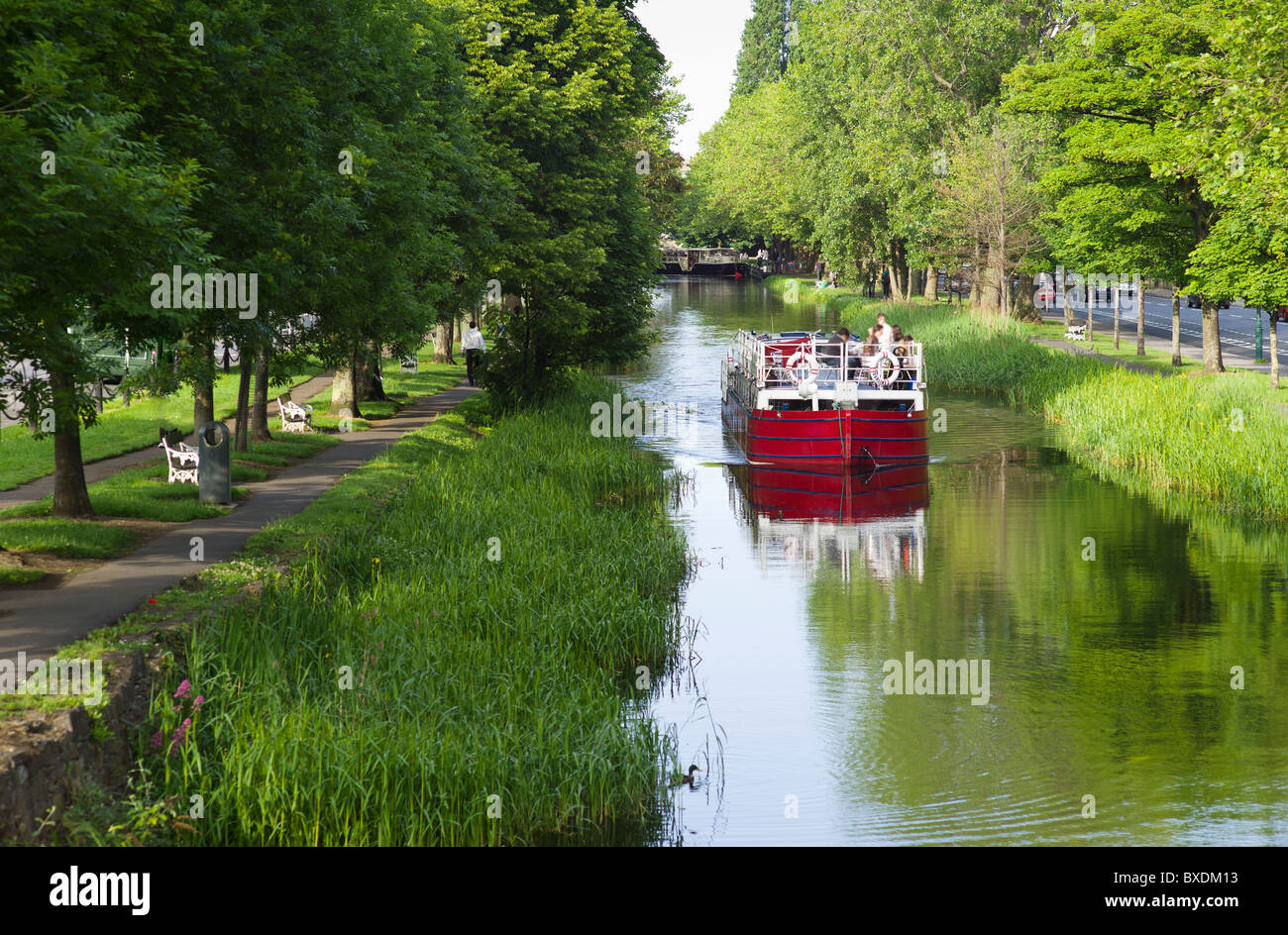 River boat on Grand Canal in Dublin Ireland Stock Photo - Alamy