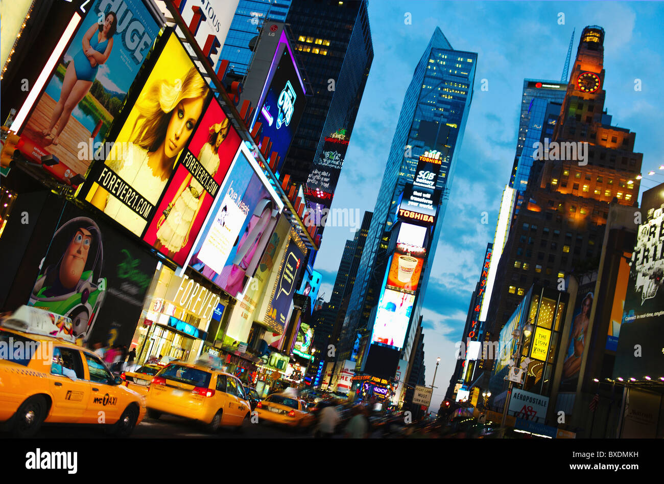 Times Square New York City at dusk Stock Photo - Alamy