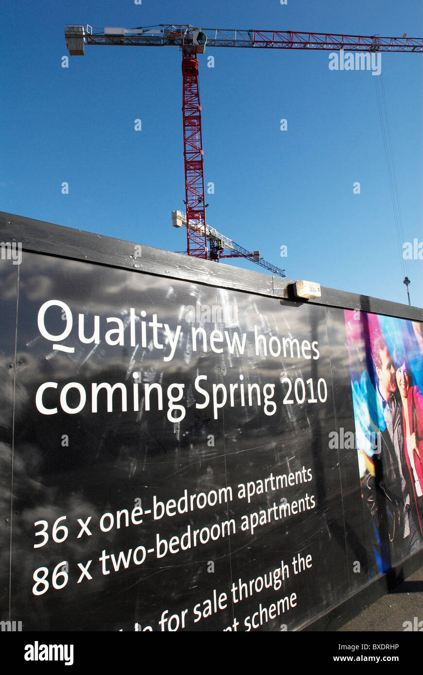 Construction hoarding surrounding the 'Great West Quarter' housing and ...