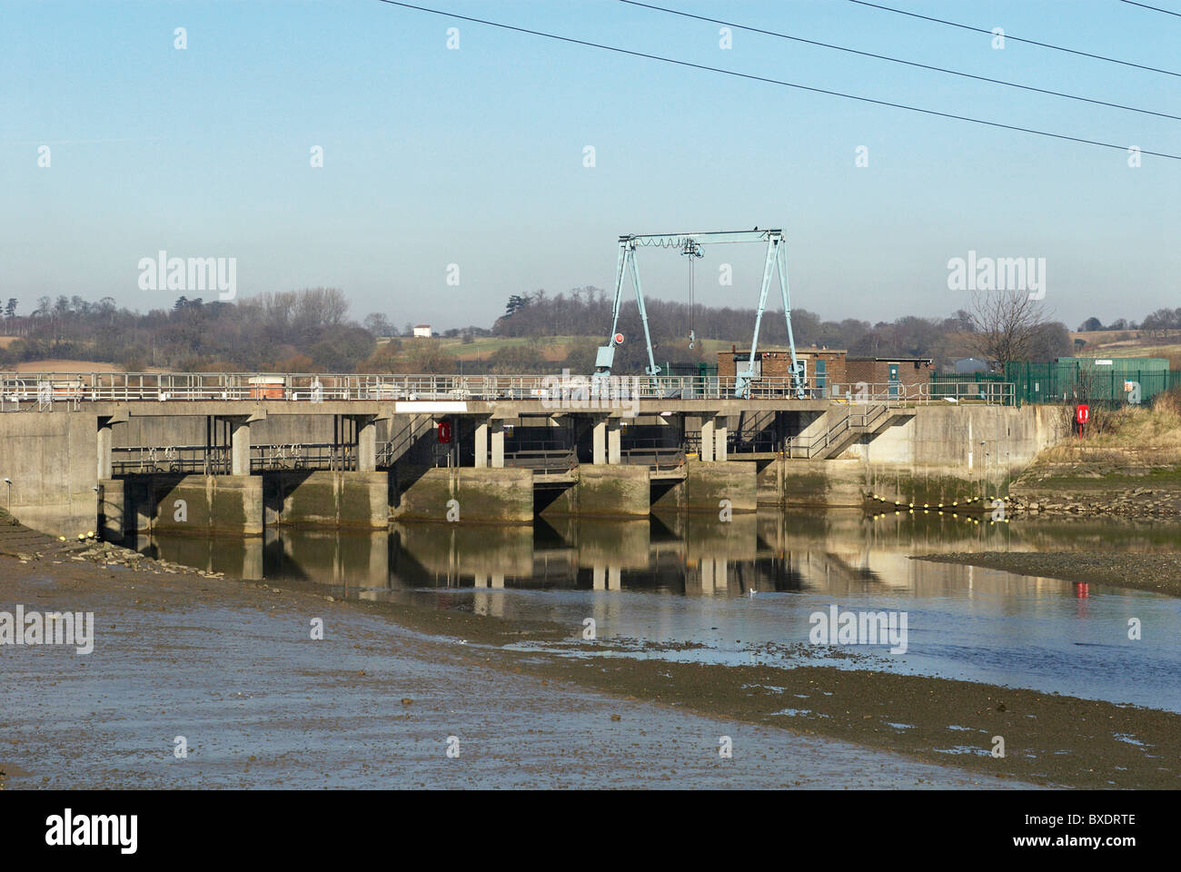 Sluice gates which control tidal flows from the River Stour Manningtree ...
