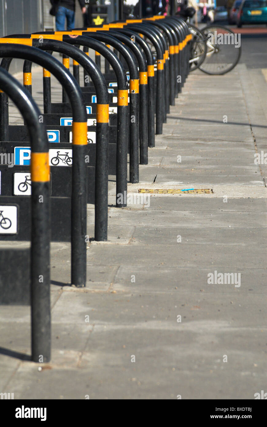 Bicycle rack and sign hi-res stock photography and images - Alamy
