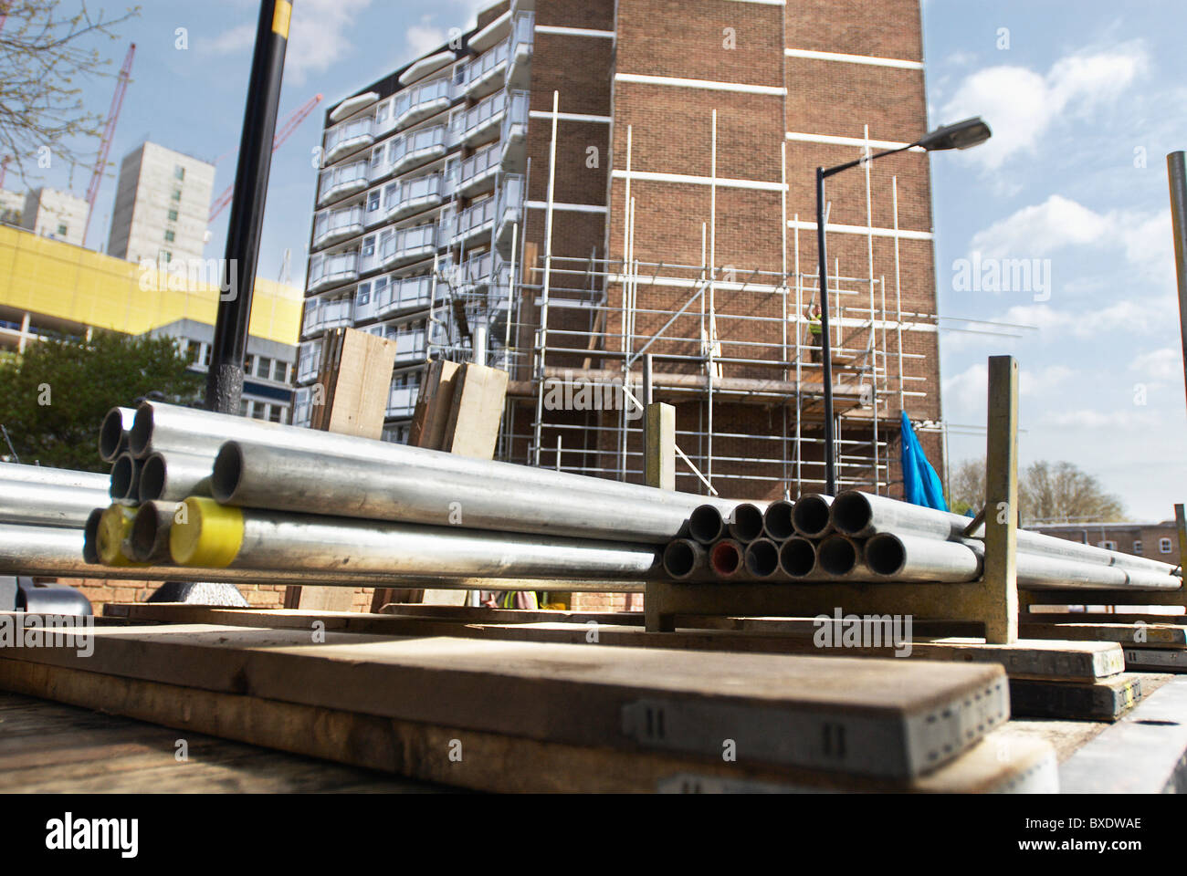 Scaffolding truck Stratford London UK Stock Photo - Alamy