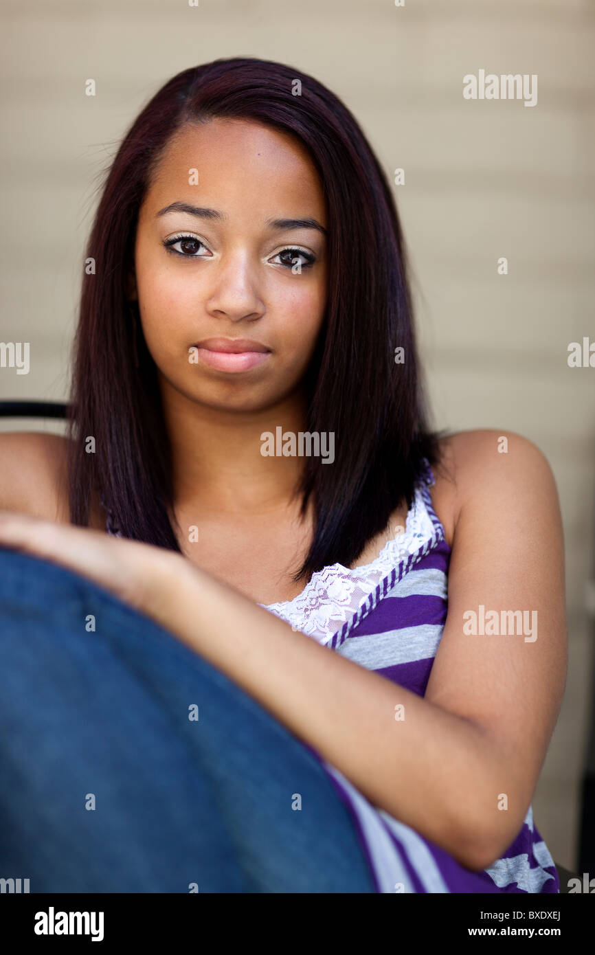 Serious mixed race girl Stock Photo - Alamy