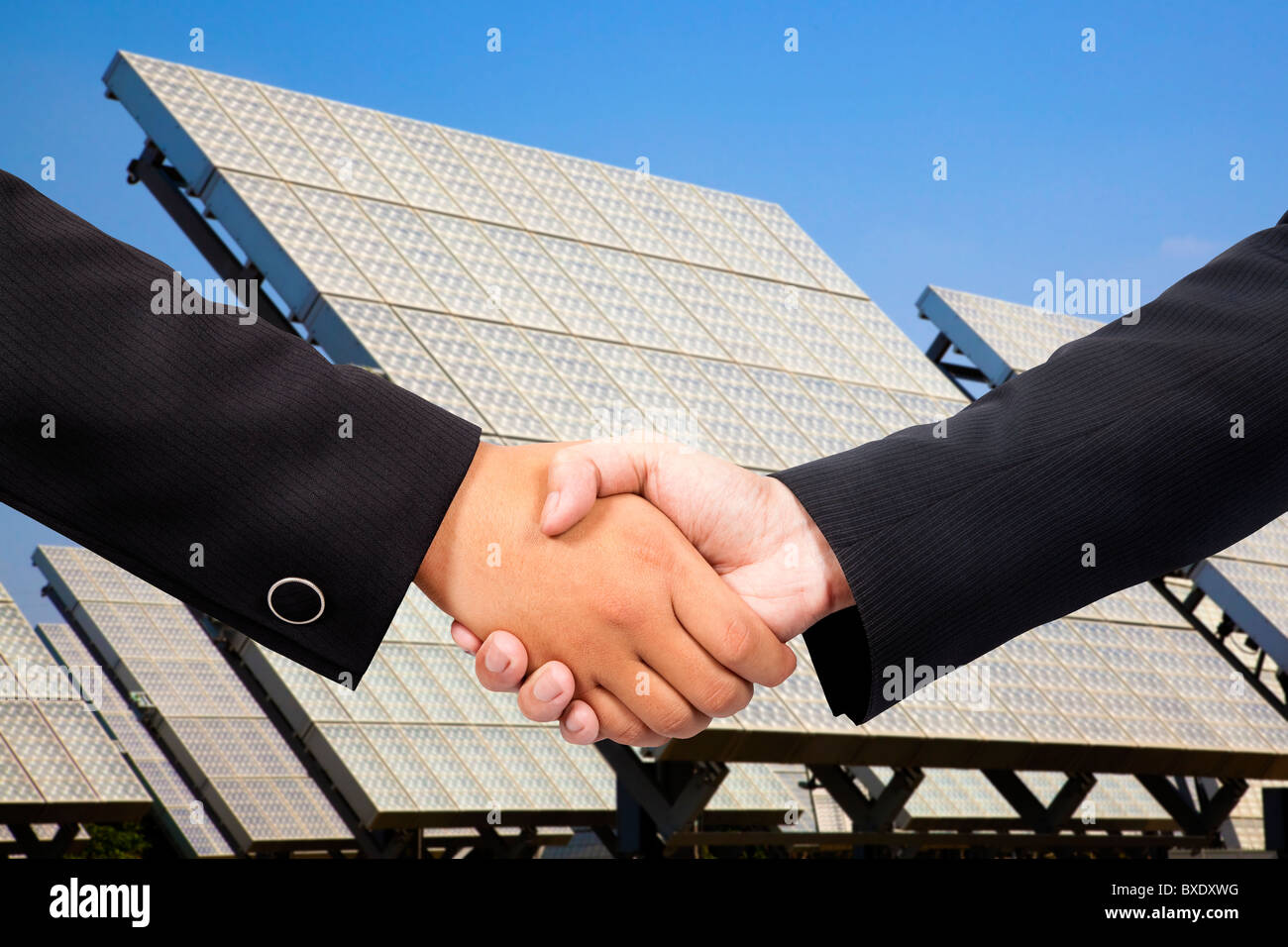 Business concept shaking eco energy power plant hi-res stock ...