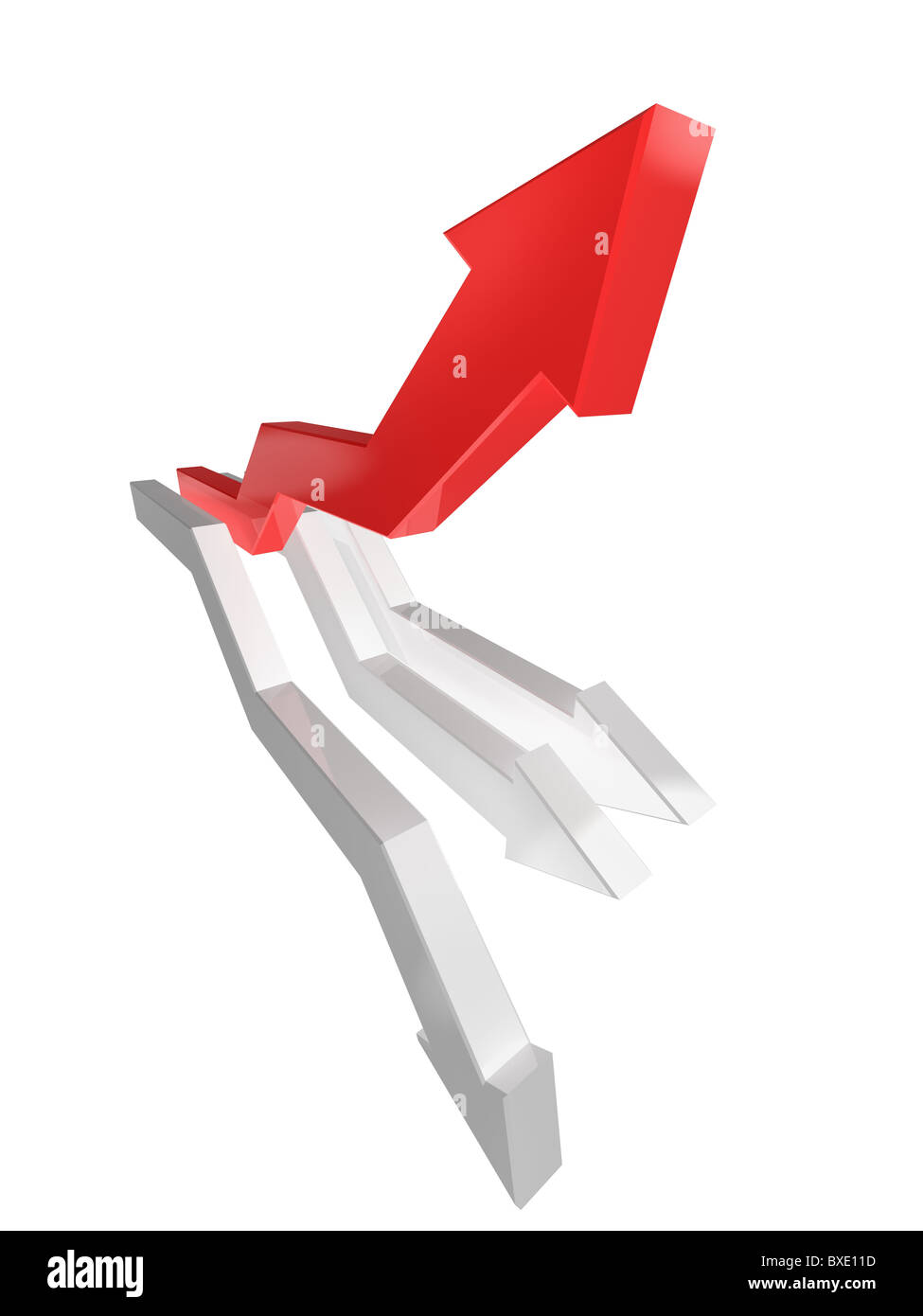 Red and white graph arrows on white background Stock Photo - Alamy
