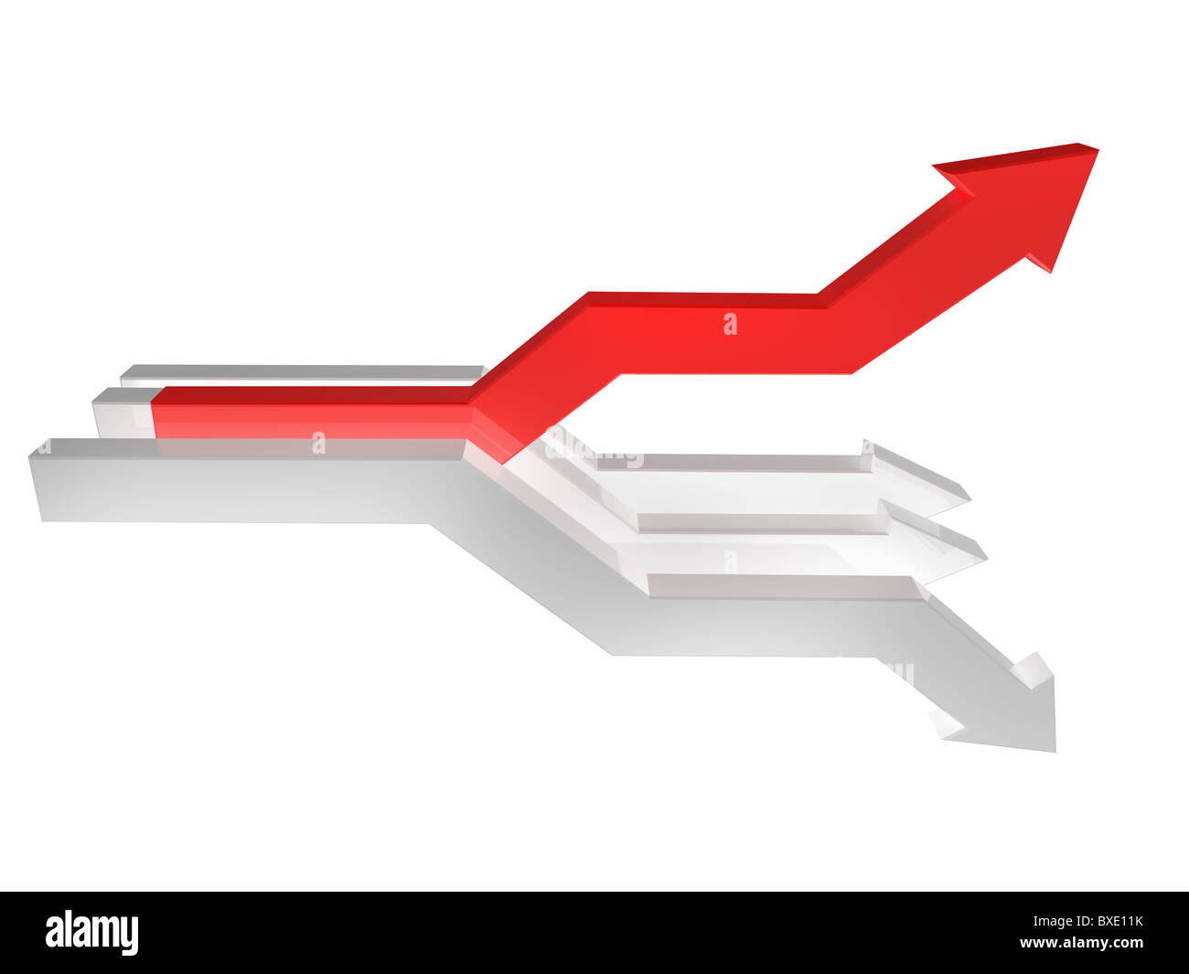 Red and white graph arrows on white background Stock Photo - Alamy