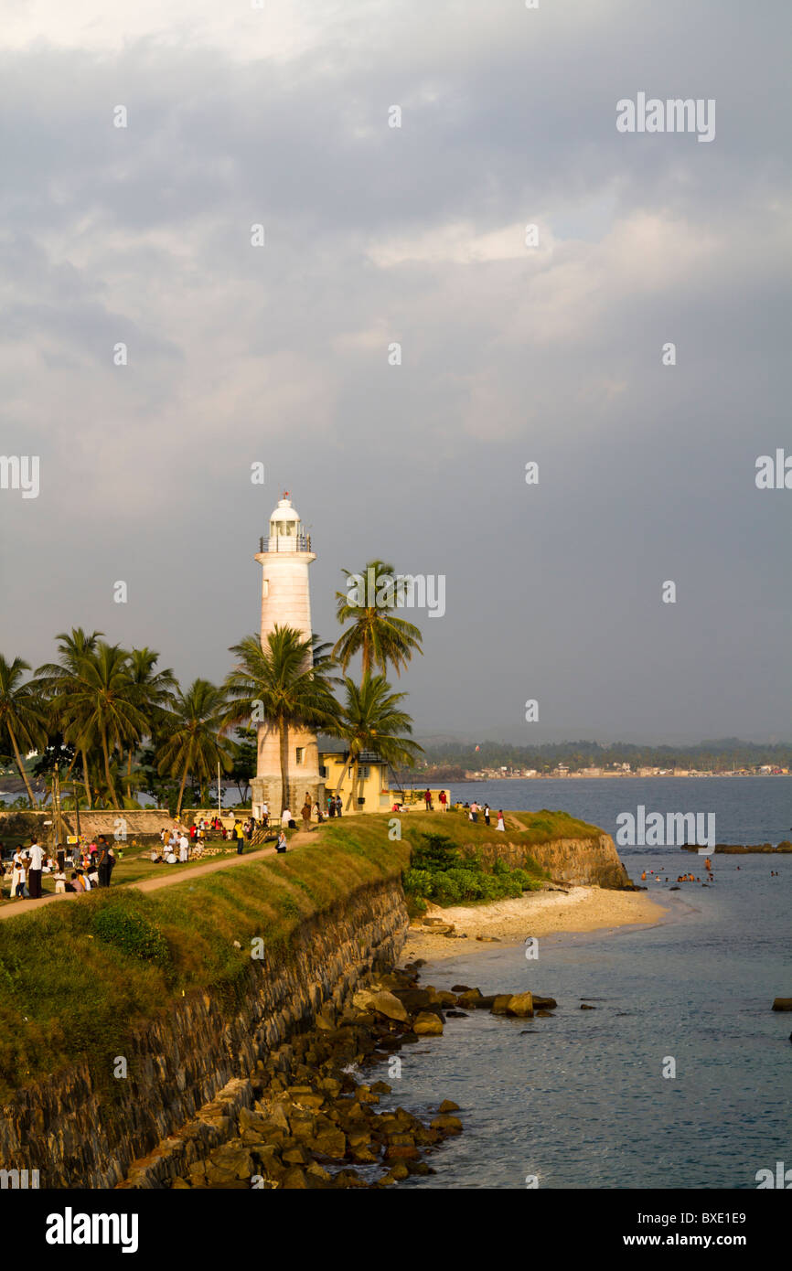 Galle Fort - view of ramparts with old mosque and lighthouse ...