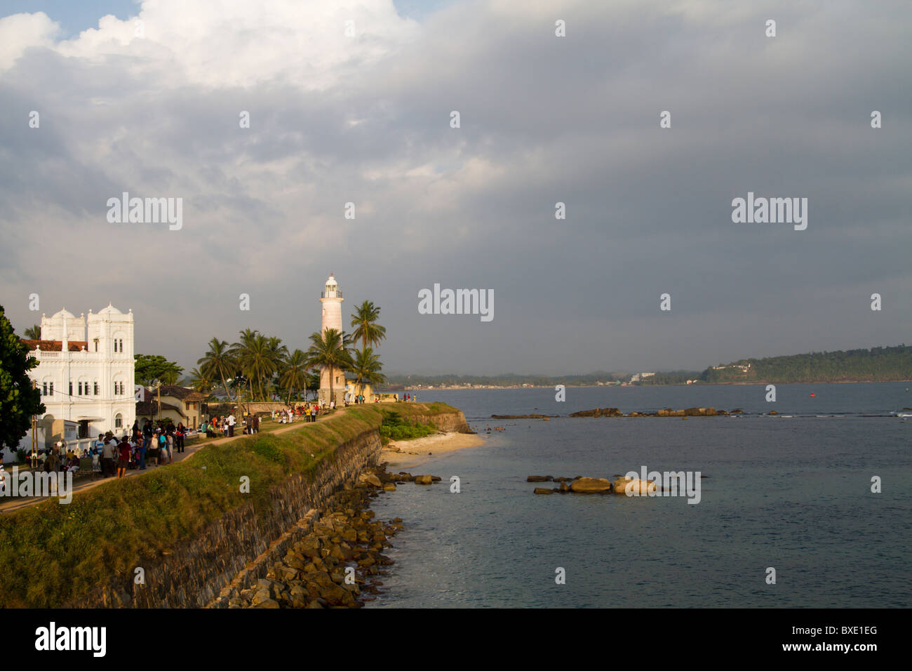 Galle Fort - view of ramparts with old mosque and lighthouse ...