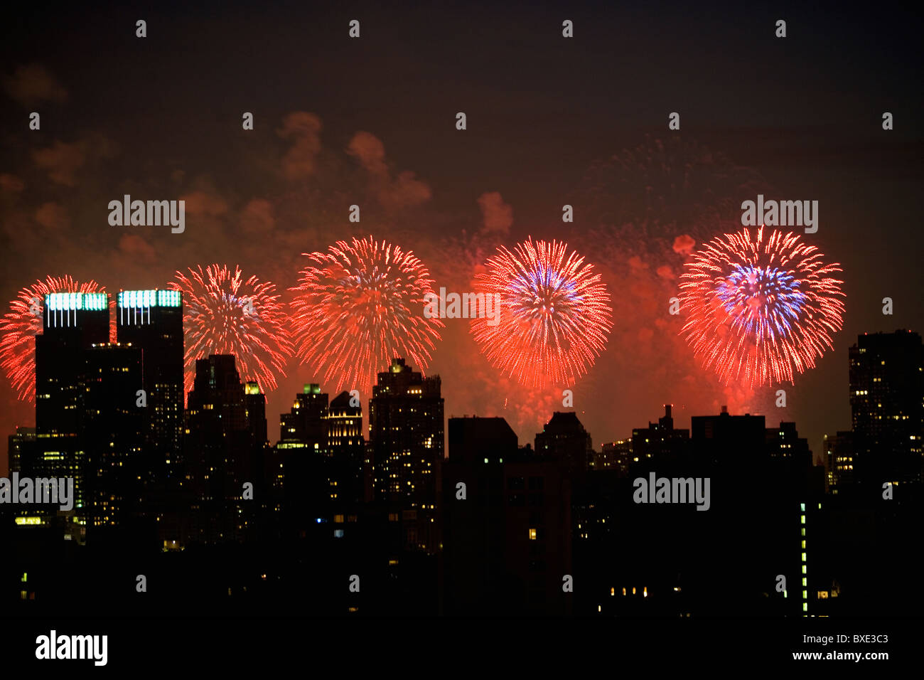 Aerial view nighttime fireworks display hi-res stock photography and ...
