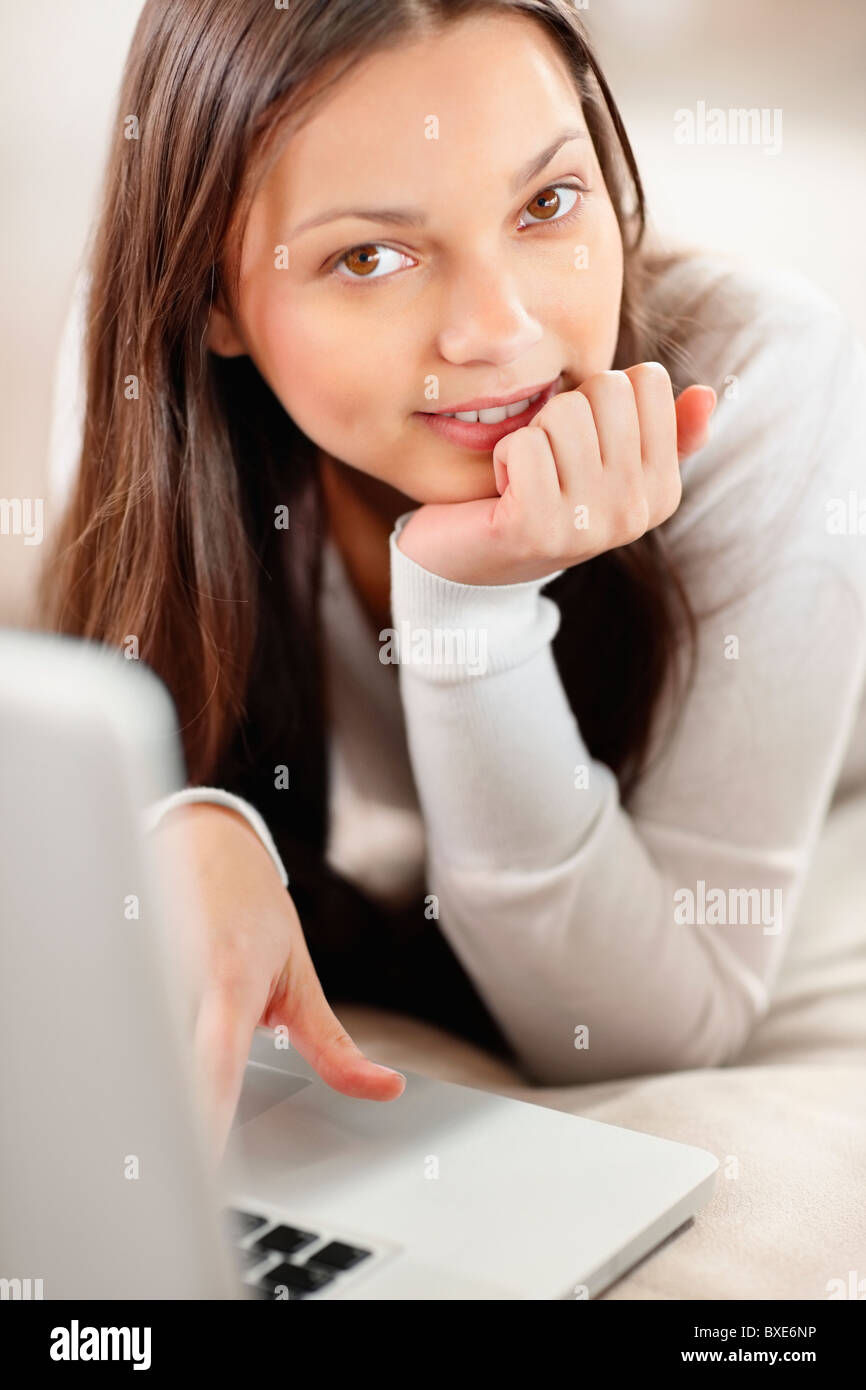 Woman browsing the internet Stock Photo - Alamy