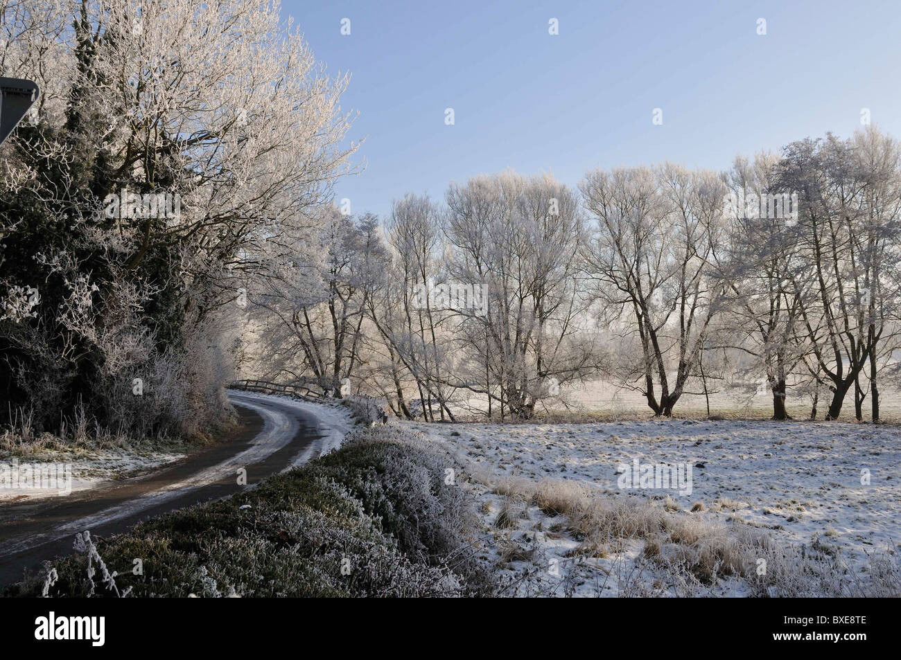 Country Lane in winter Stock Photo - Alamy