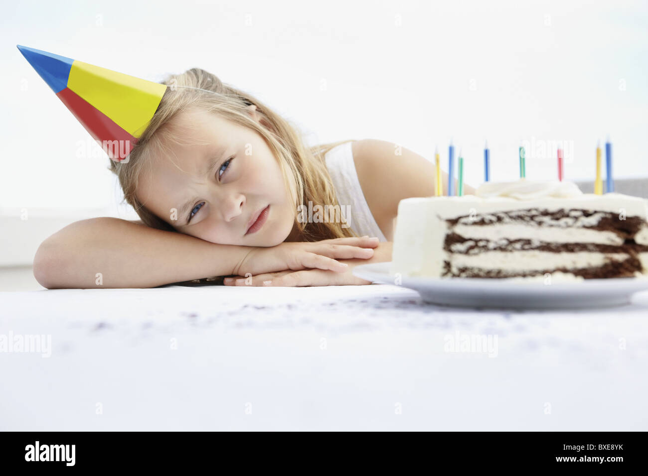 Tired birthday girl Stock Photo - Alamy