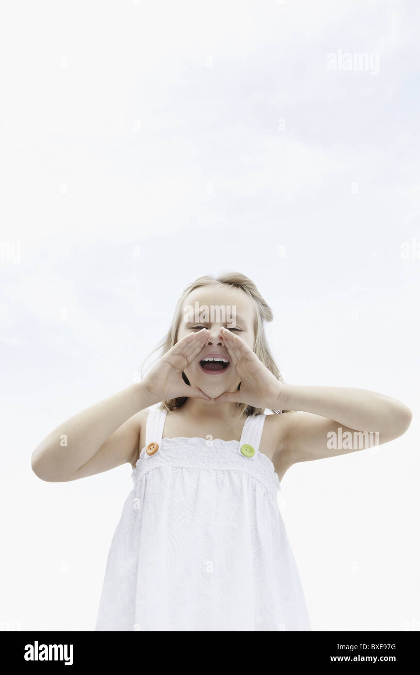 Cute girl shouting Stock Photo - Alamy