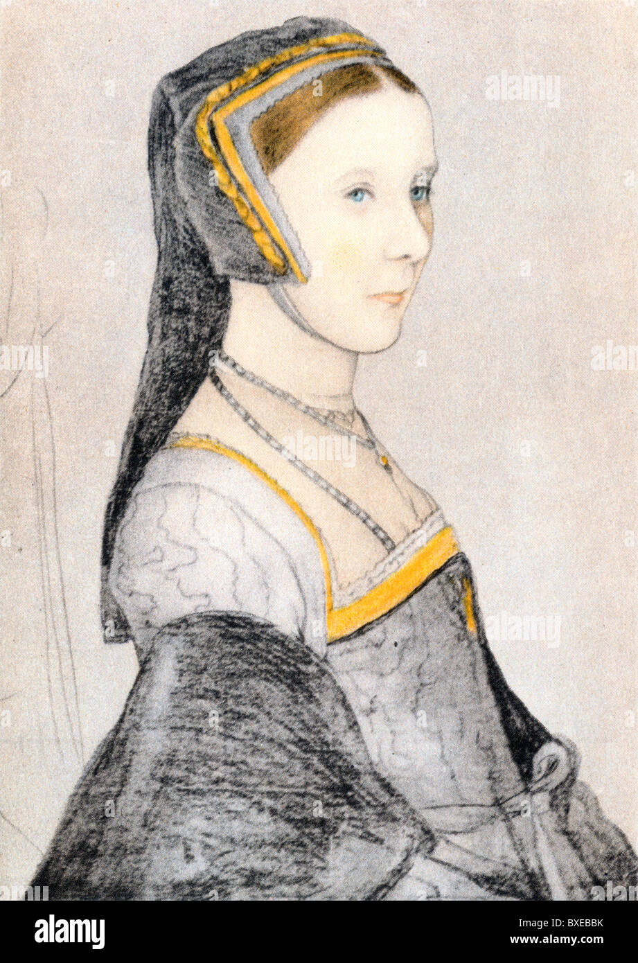 Sketch by Hans Holbein the Younger; Portrait of Anne Cresacre aged 16 ...