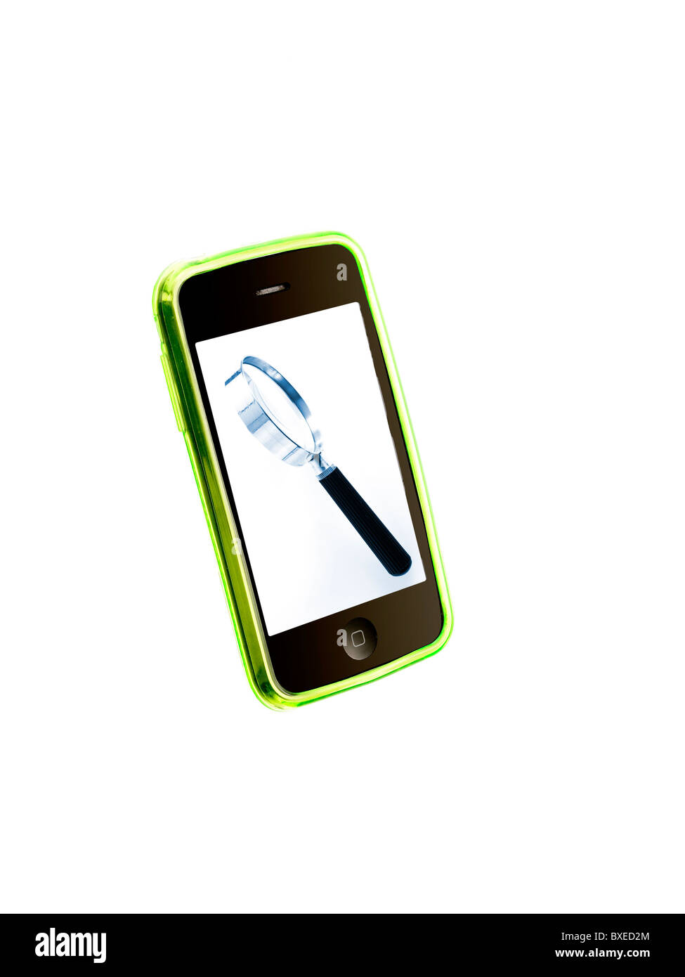 Picture of magnifying glass on cell phone Stock Photo - Alamy