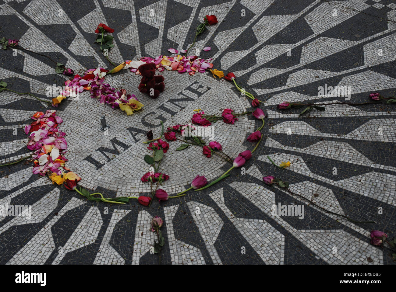 John Lennon memorial at the site of his assassination cities in Central ...