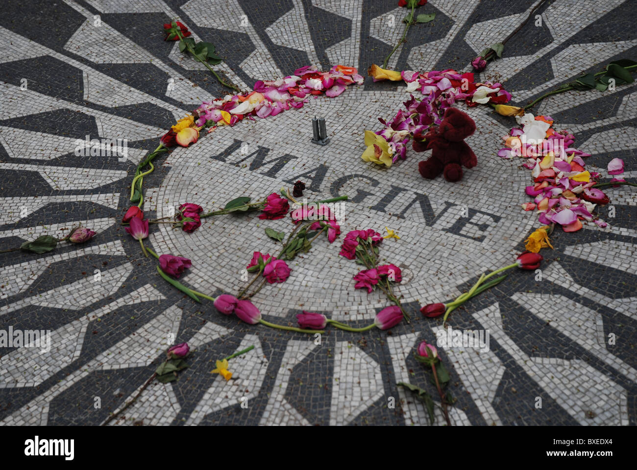 John Lennon memorial at the site of his assassination cities in Central ...